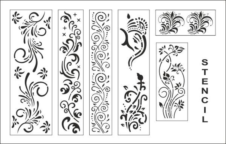 6 Decorative Panel Door Panels Stencil Templates Privacy - Etsy