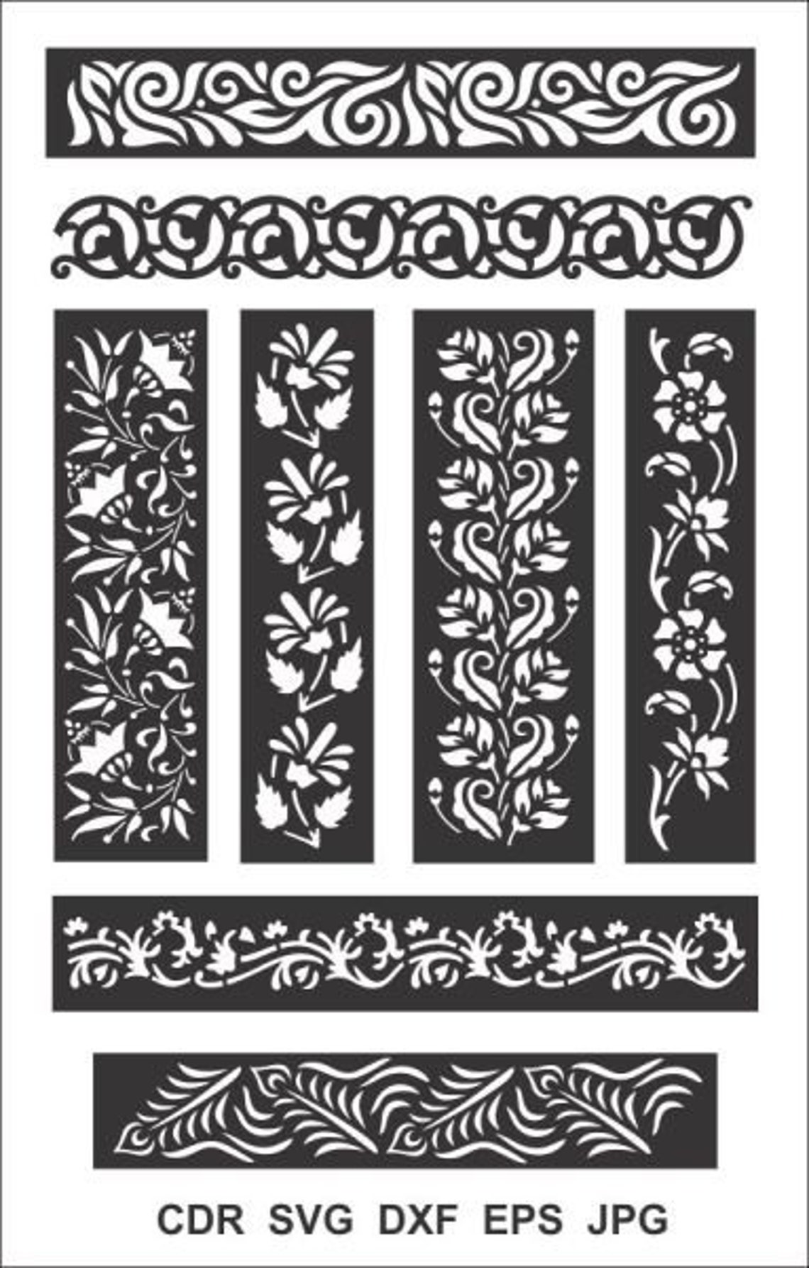 8 Leaf Border Designs Lace Trim Borders Boundary Divider - Etsy