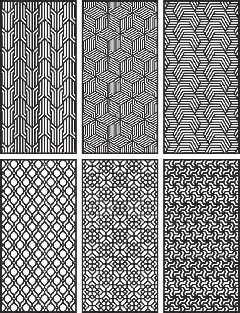 6 Geometric Pattern set 4 Decorative Panel Privacy screen | Etsy