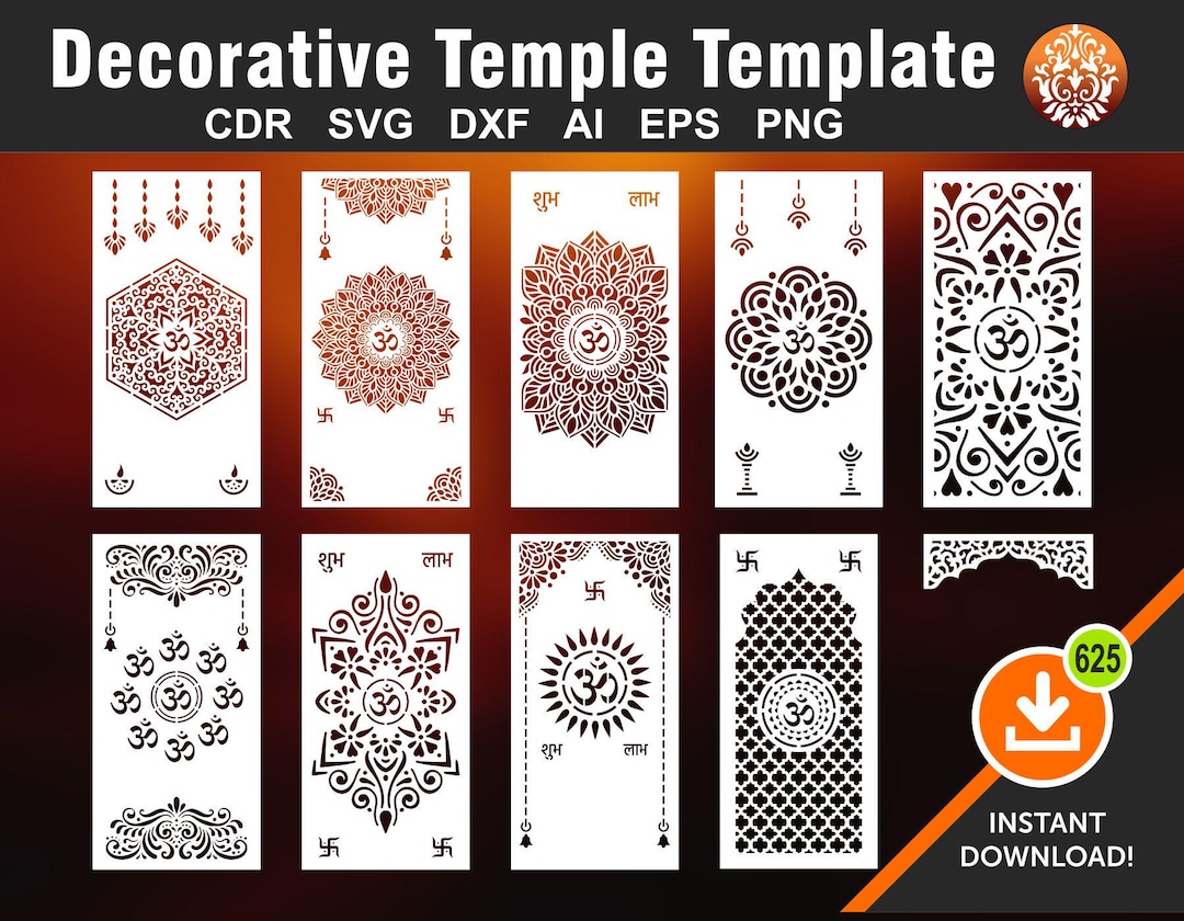 10 Temple Template, Wall Hanging, Partitions, Screen, Stencil, Laser ...