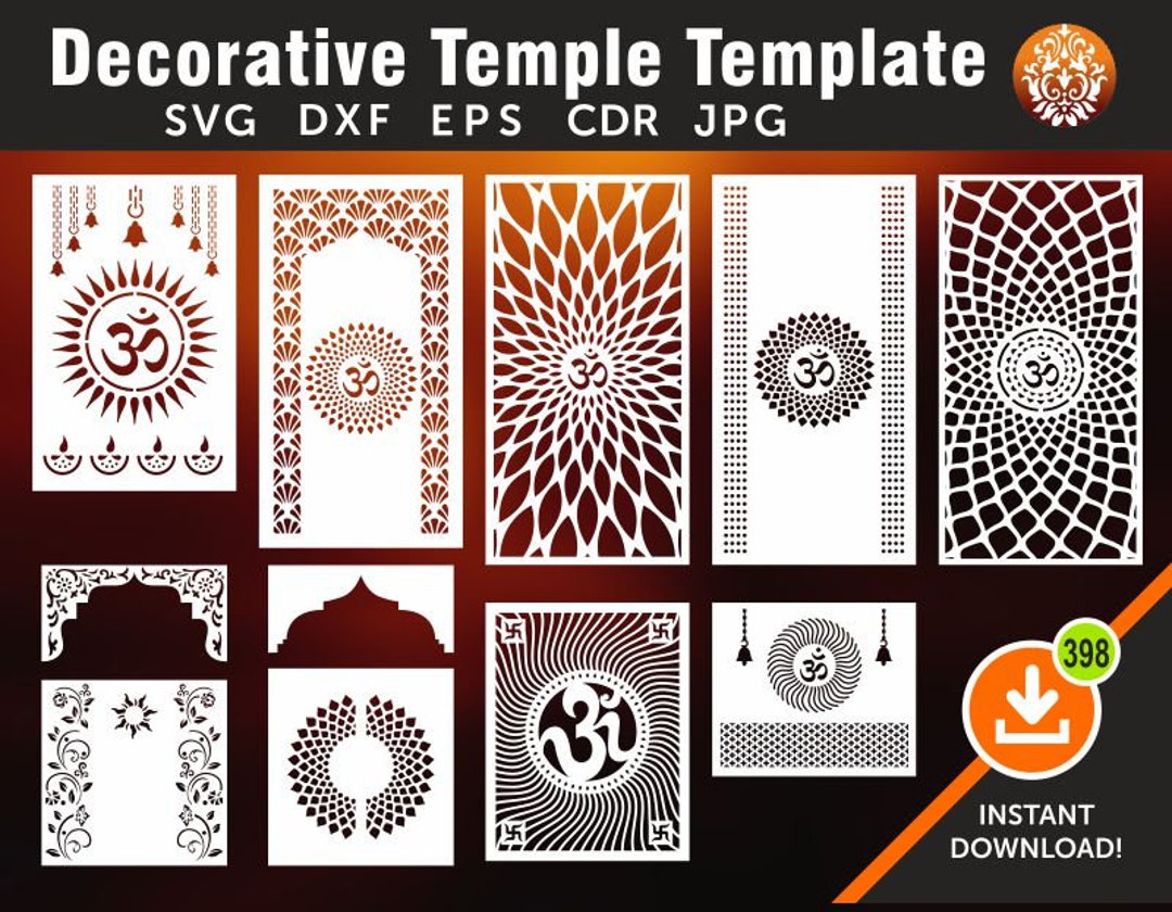 11 Temple Template, Wall Hanging, Partitions, Screen, Stencil, Laser ...