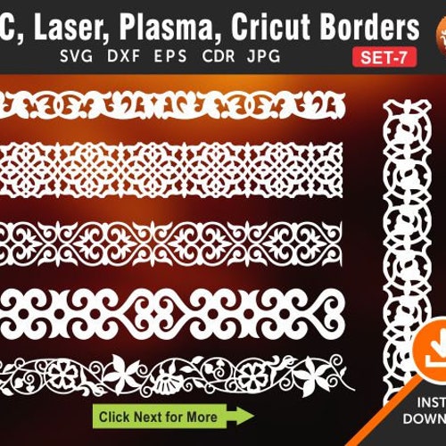 7 Seamless Border Designs Wall Decor Panel & Stencil - Etsy