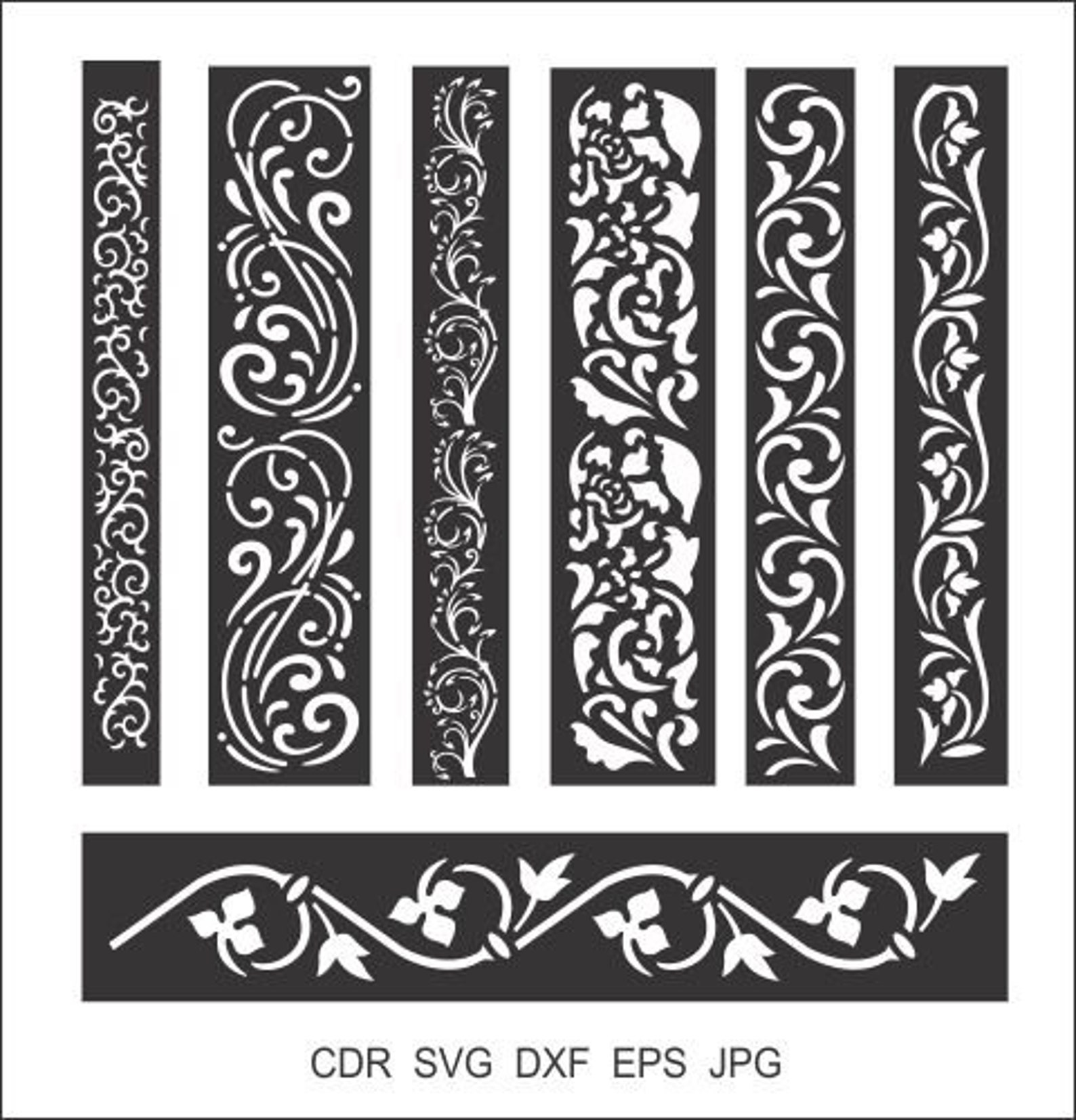 7 Border Cutting File For Laser Cnc & Plasma Floral Wall | Etsy