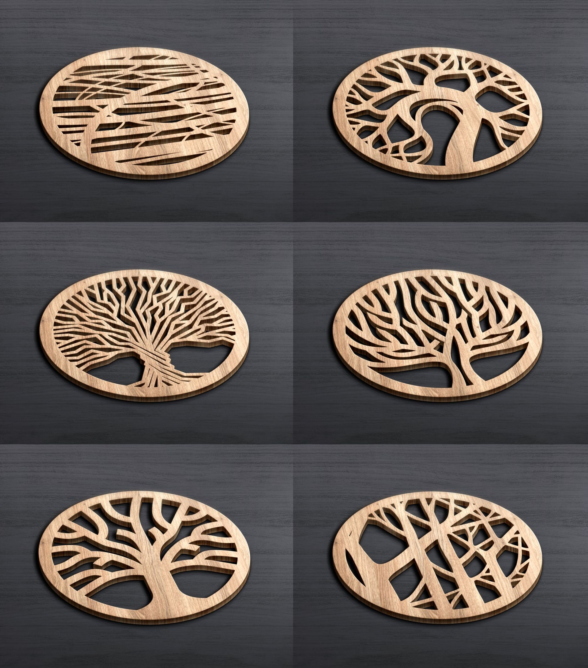 12 Tree Coaster and Trivet Design Cut Files Wall Decor Wall | Etsy