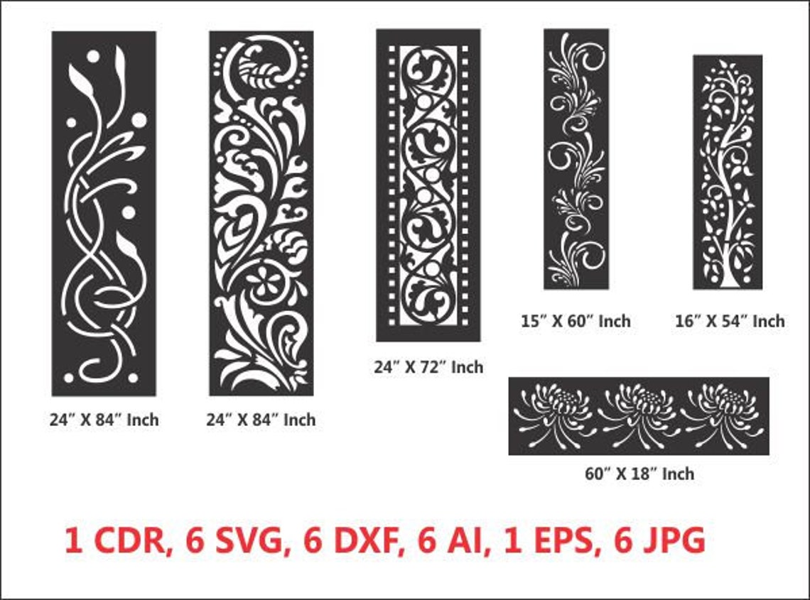 6 Decorative Panel Door Panels Stencil Templates Privacy | Etsy