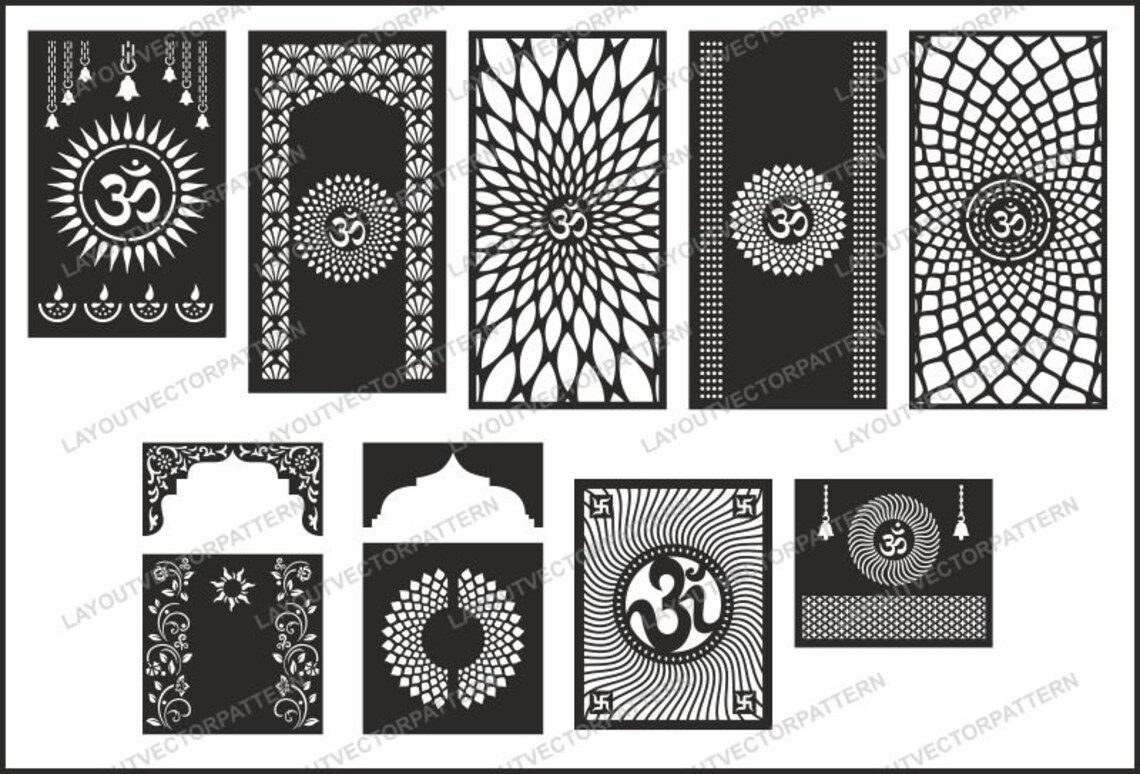 11 Temple Template, Wall Hanging, Partitions, Screen, Stencil, Laser ...