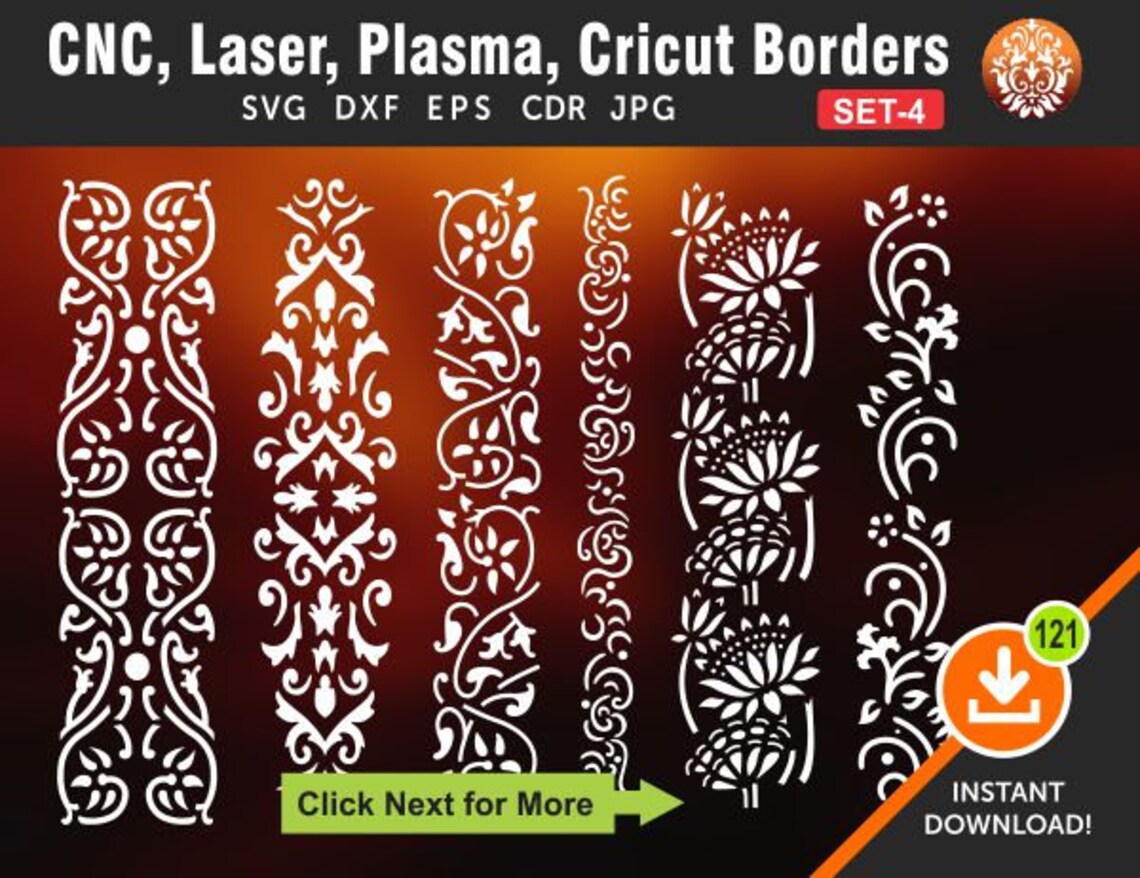 6 Extendable Border Designs Wall Decor Panel & Stencil | Etsy