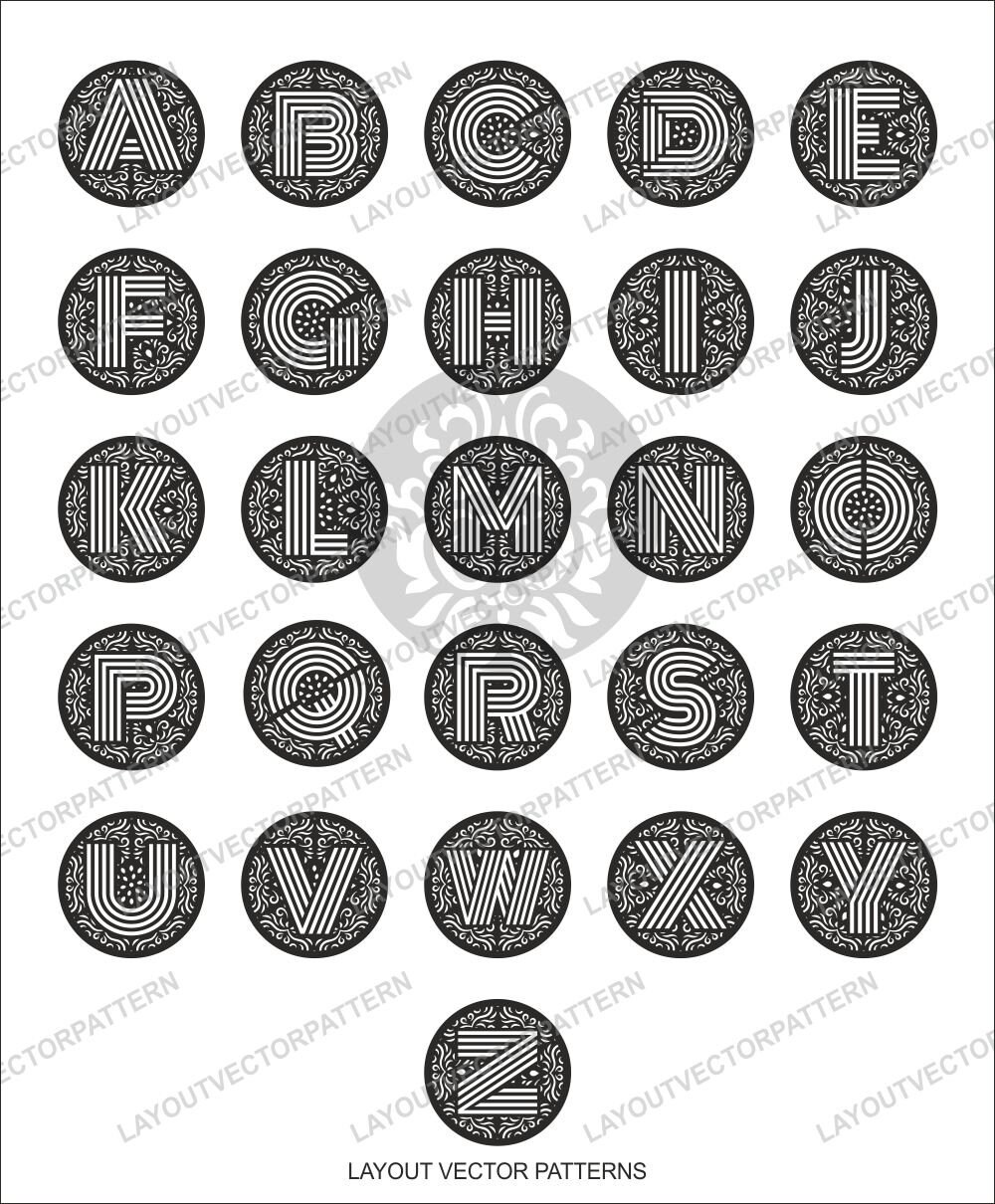A-Z Coasters, Round Design, Monogram Cutting File for Laser, CNC ...