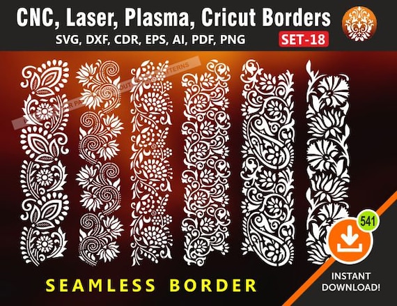 6 Floral Border Designs Extendable Borders Boundary - Etsy
