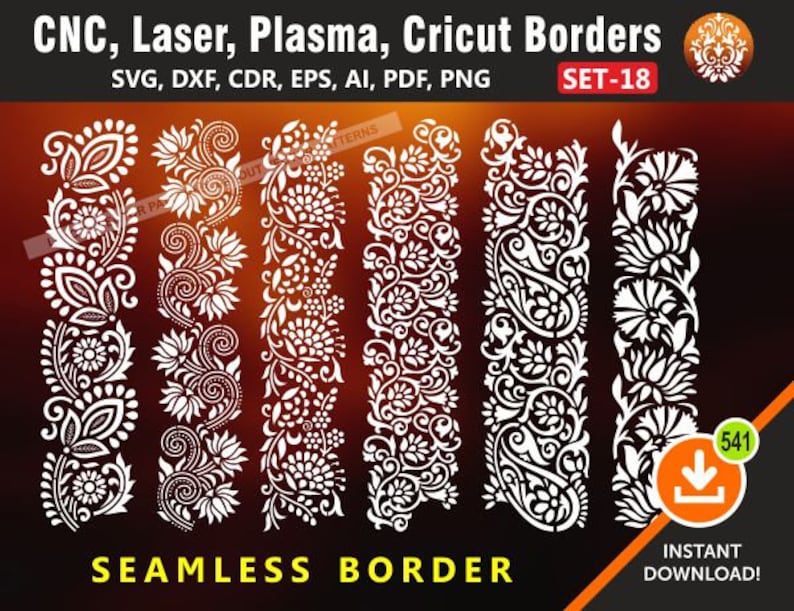 6 Floral Border Designs Extendable Borders Boundary - Etsy