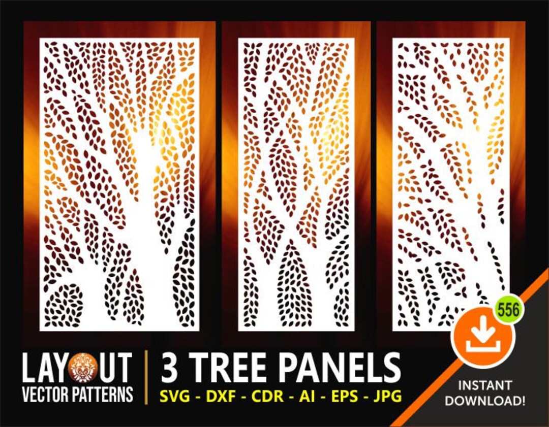3 Tree Professional Design, Gate Grill, Partition, Stencil, Panel Laser ...