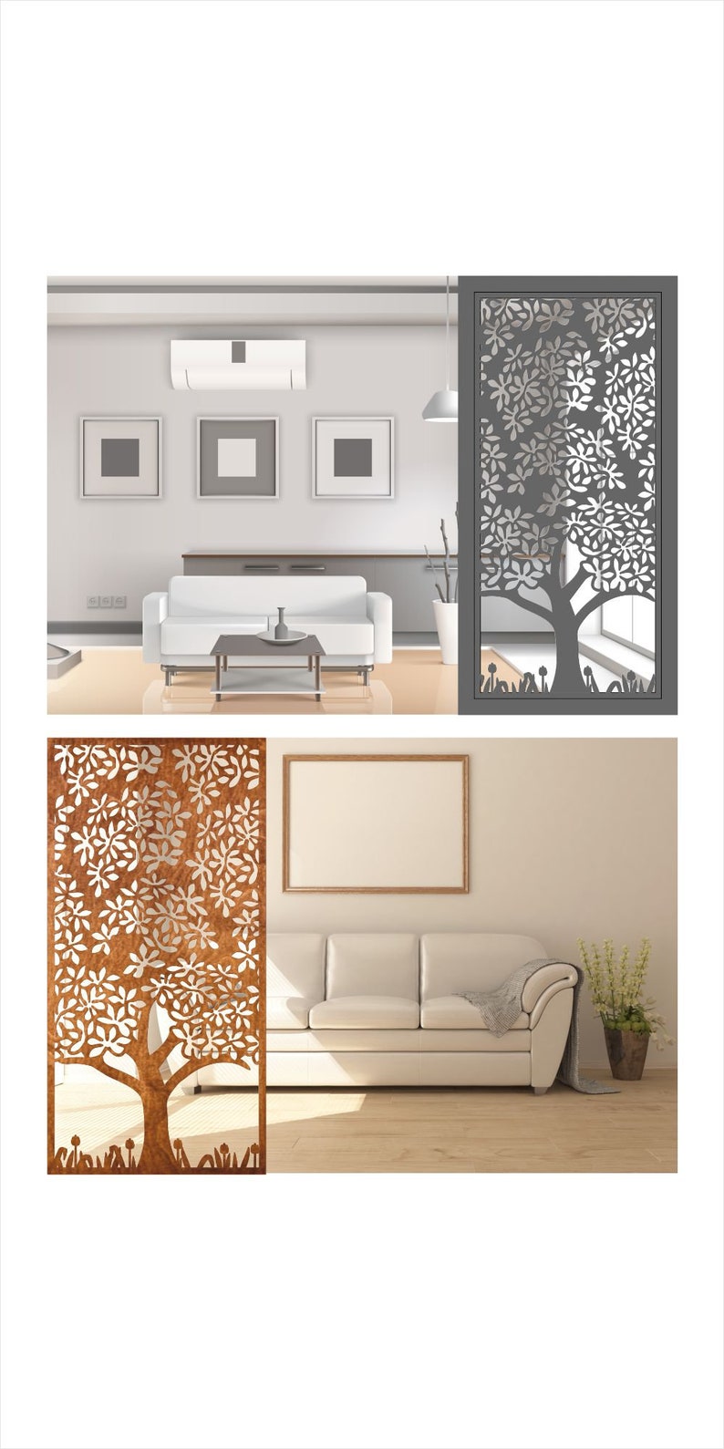 5 Tree Panels, Roon Divider, Wall Panels, Room Decor, Privacy Screen ...