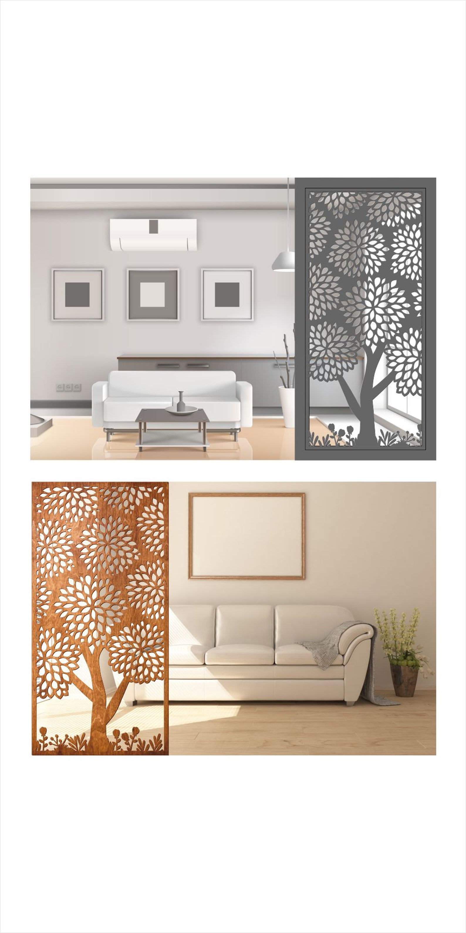 5 Tree Panels, Roon Divider, Wall Panels, Room Decor, Privacy Screen ...