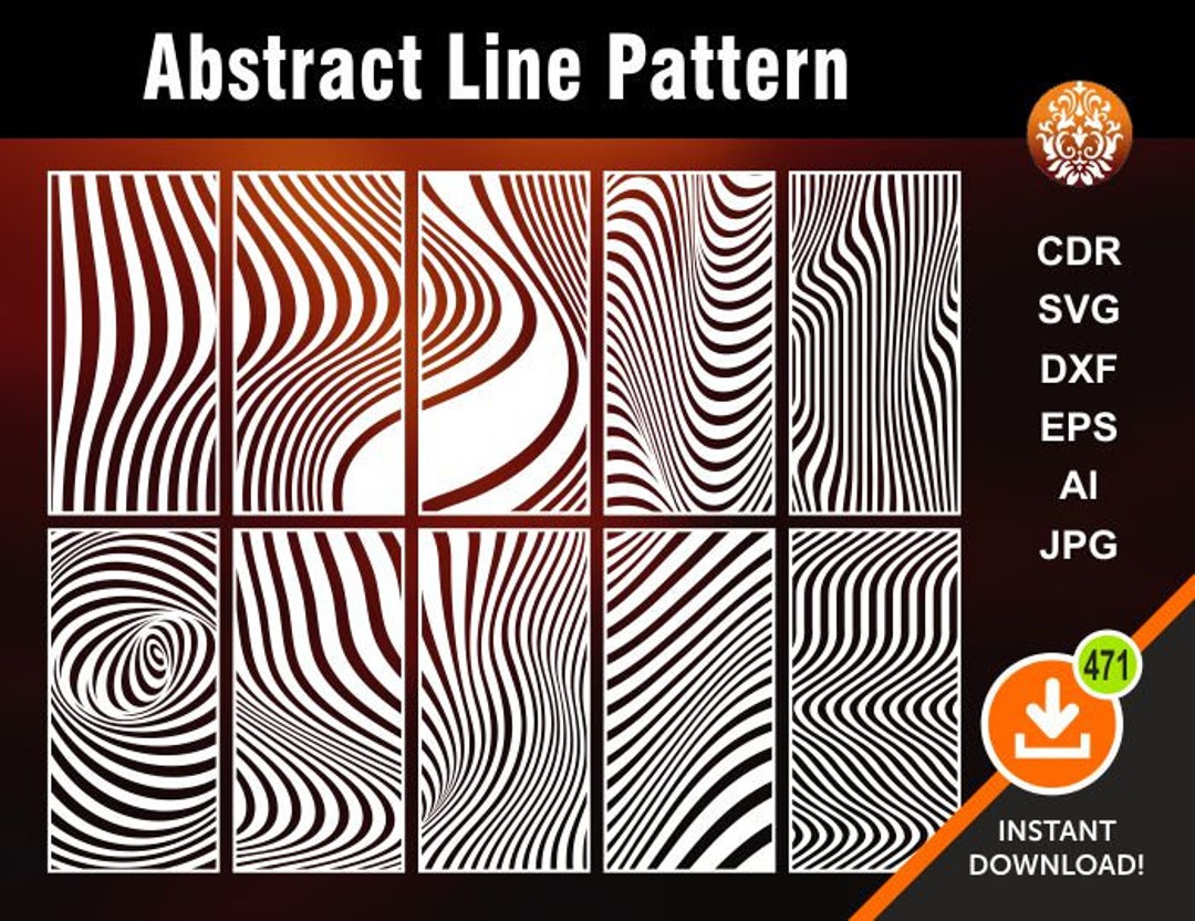 10 Abstract Line Pattern, Wave, Panels, Stencil, Wall Hanging, Room ...