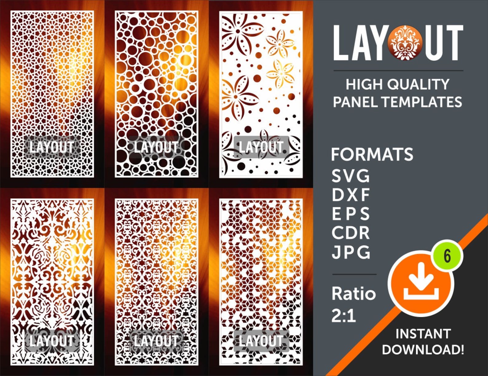 Pattern Panel Stencil Templates Dxf Svg Jpg Cdr Eps | Etsy