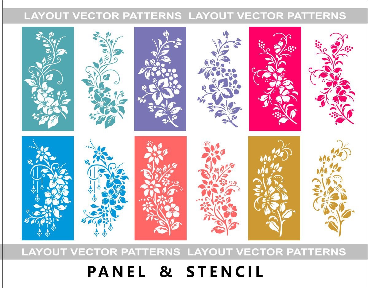 Leaf, Tree, Flower, Floral, Herbs Panel & Stencil | Set 3 | Room ...