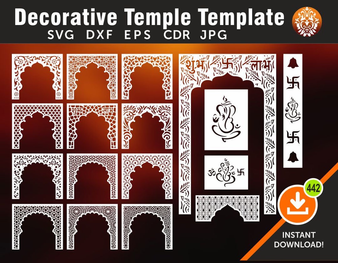 Buy Temple Template, Wall Hanging, Arch, Partitions, Screen, Stencil ...