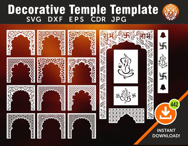 Buy Temple Template, Wall Hanging, Arch, Partitions, Screen, Stencil ...