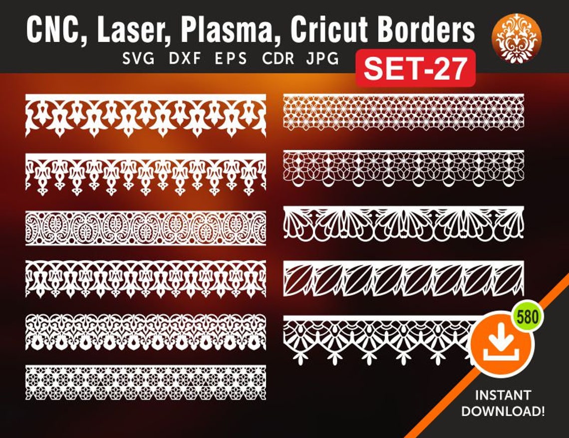 11 Border Designs Lace Border Arch Border Cutting Files for | Etsy