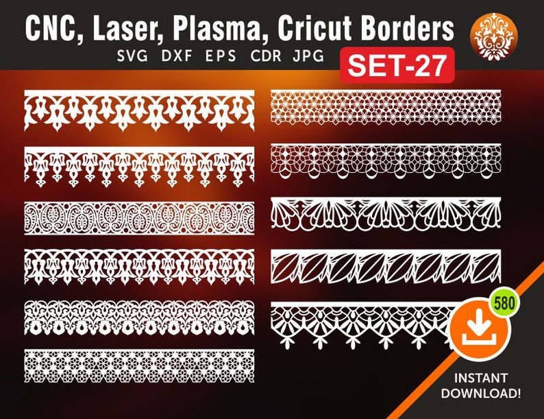11 Border Designs Lace Border Arch Border Cutting Files for | Etsy