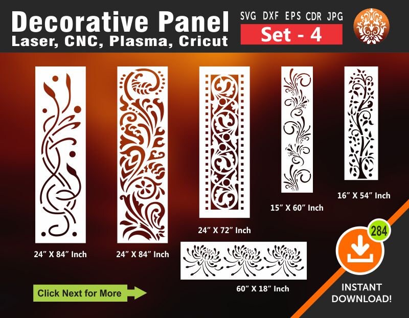 6 Decorative Panel Door Panels Stencil Templates Privacy | Etsy