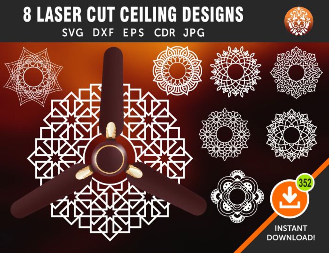 8 Ceiling Designs Set 2 Decorative Ceiling Laser Plasma | Etsy