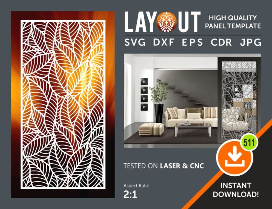 Leaf Panel Pattern, Decorative Room Divider, Wall Hanging, Screen Cnc ...