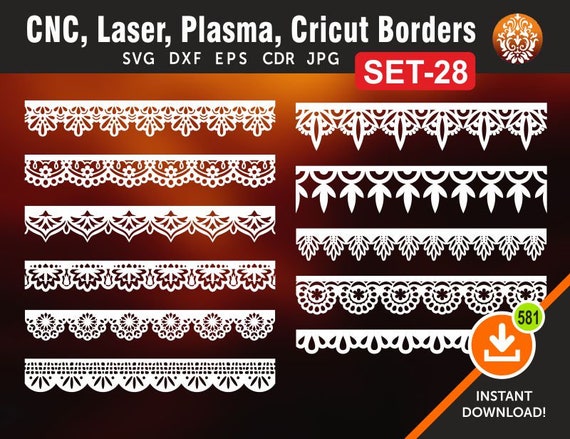 11 Border Designs Lace Border Arch Border Cutting Files for | Etsy