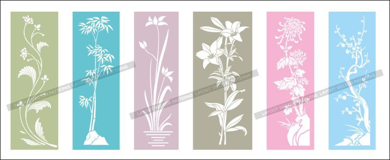 Leaf, Tree, Flower, Floral, Herbs Panel & Stencil | Set 2 | Room ...