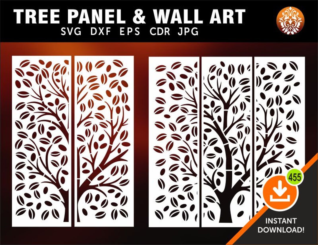 Tree Panels, Wall Panels, Room Decor, Tree Patterns, Laser, CNC, Plasma ...