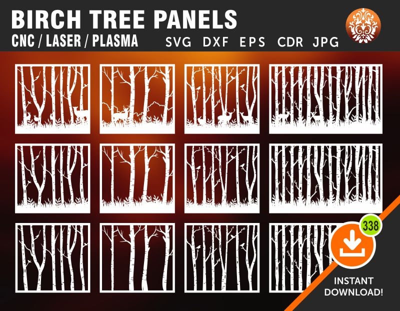 Birch Tree Panels, Wall Panels, Room Decor, Tree Patterns, Laser, CNC ...