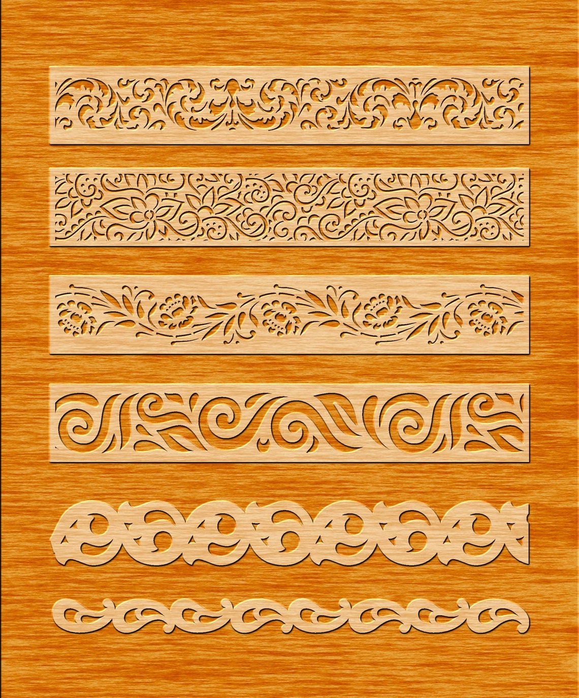 6 Seamless Border Designs Wall Decor Panel & Stencil - Etsy