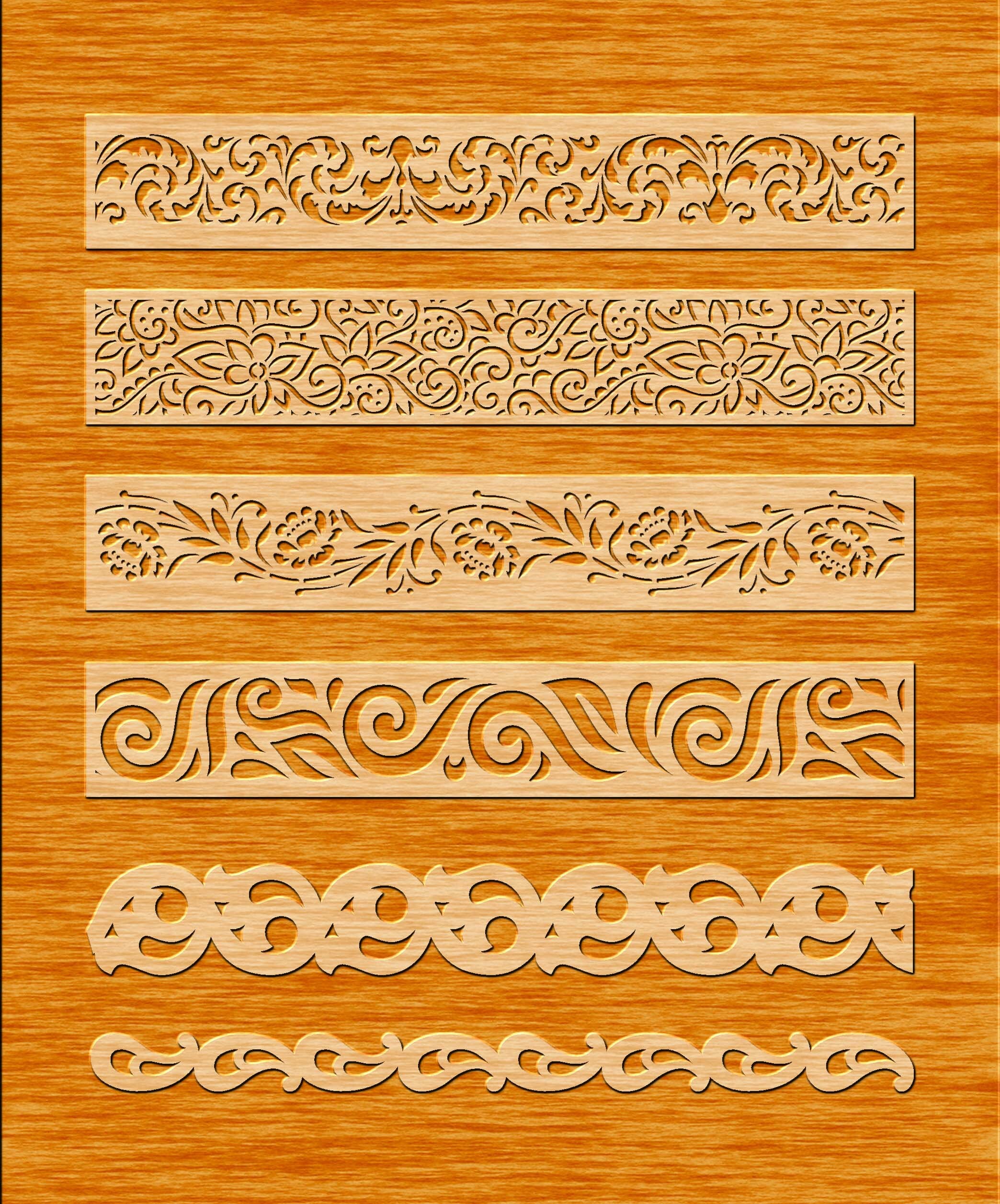 6 Seamless Border Designs Wall Decor Panel & Stencil - Etsy