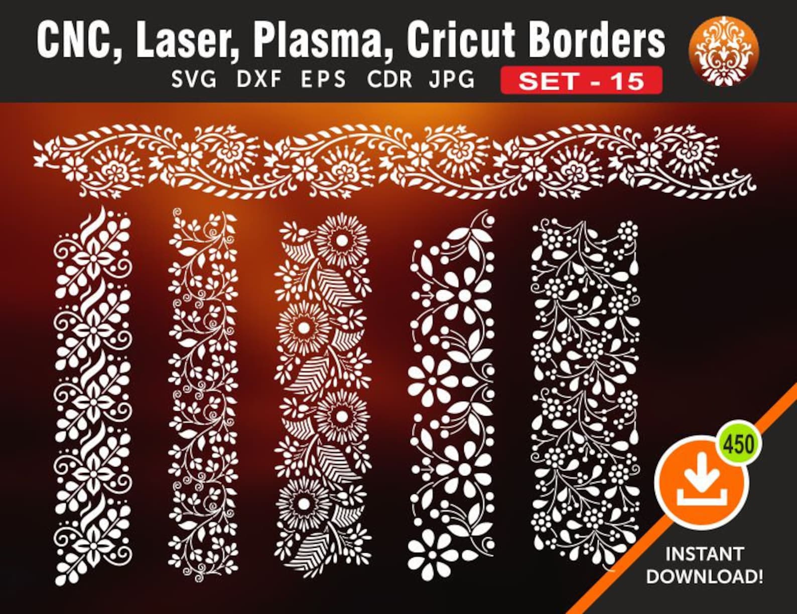 6 Floral Border Designs Wall Decor Panel & Stencil Craft - Etsy