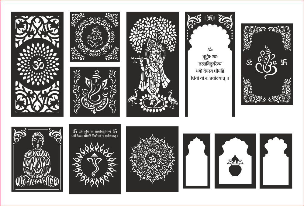 12 Temple Template, Wall Hanging, Partitions, Screen, Stencil, Laser ...