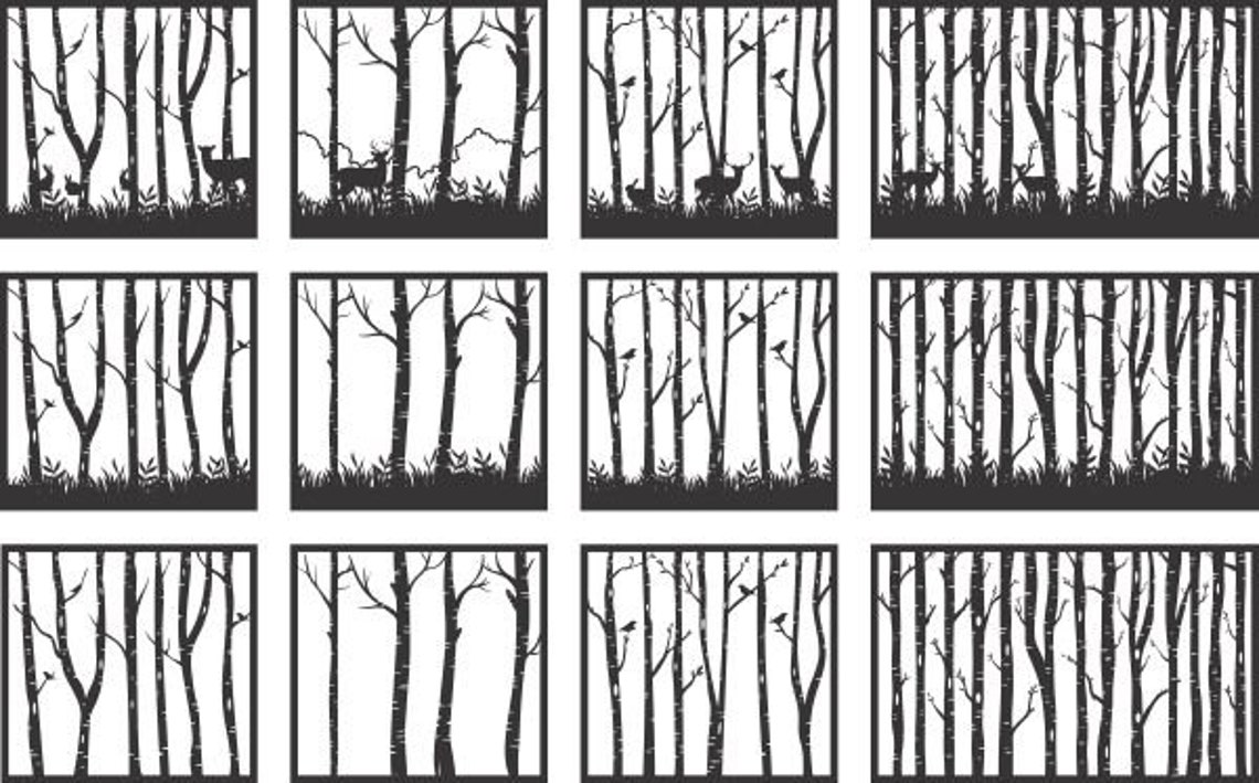 Birch Tree Panels, Wall Panels, Room Decor, Tree Patterns, Laser, CNC ...