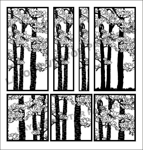 7 Tree Panels Wall Panels Room Decor Tree Patterns Laser | Etsy