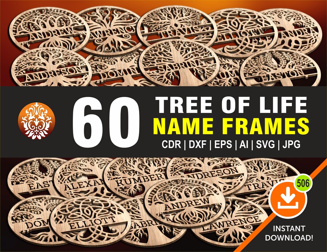 60 Celtic Tree of Life Name Frames Metal Wood Cnc Laser Plasma Cricut ...