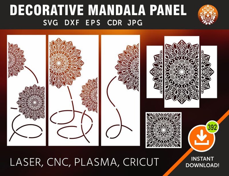 Mandala Panel, Parition Screen, Wall Decor, Wall Hanging Laser, CNC ...