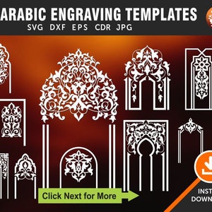 10 Arabic Patterns for Engraving, Islamic Art, Arabesques, Svg File ...