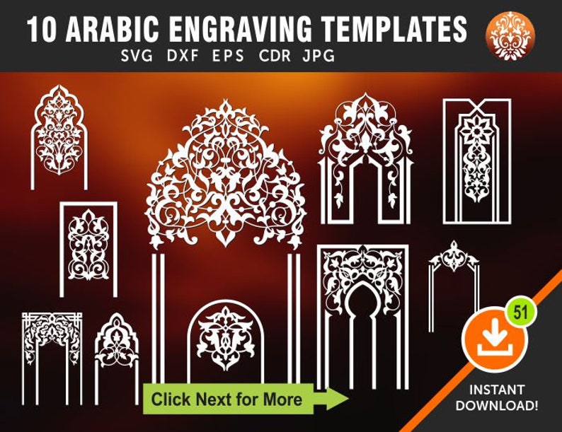 10 Arabic Patterns for Engraving Islamic Art Arabesques Svg | Etsy Canada