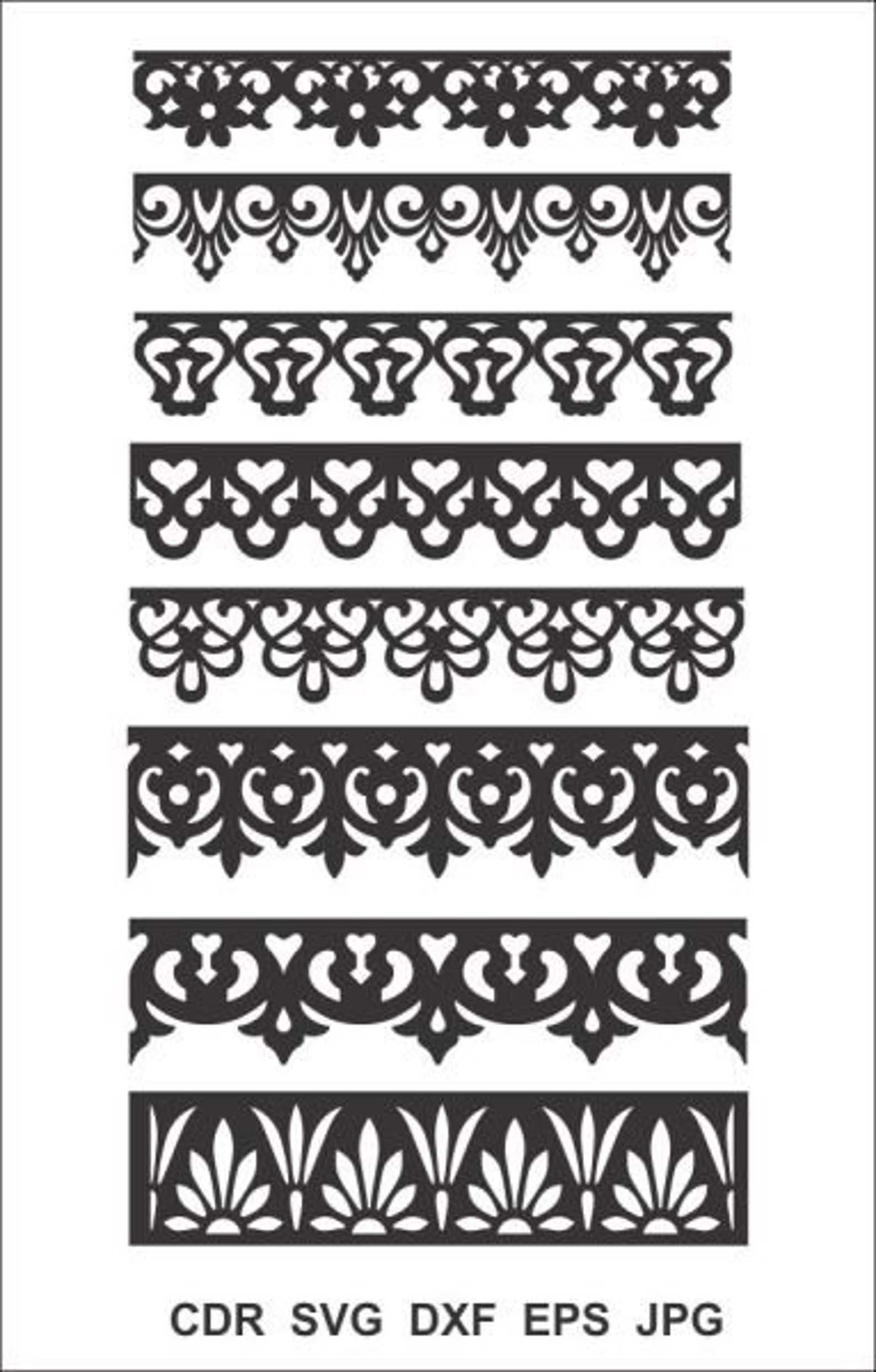 8 Traditional Border Designs Lace Trim Borders Boundary | Etsy