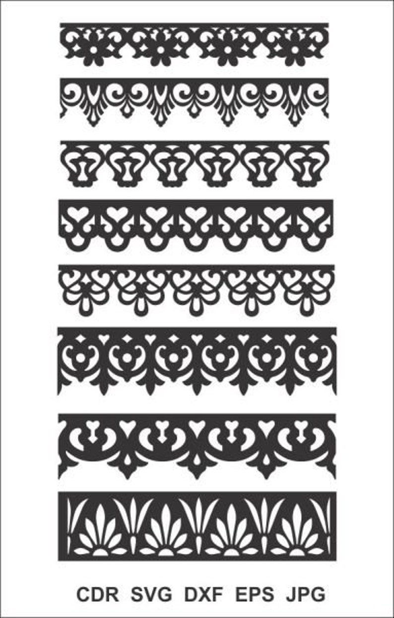 8 Traditional Border Designs Lace Trim Borders Boundary | Etsy