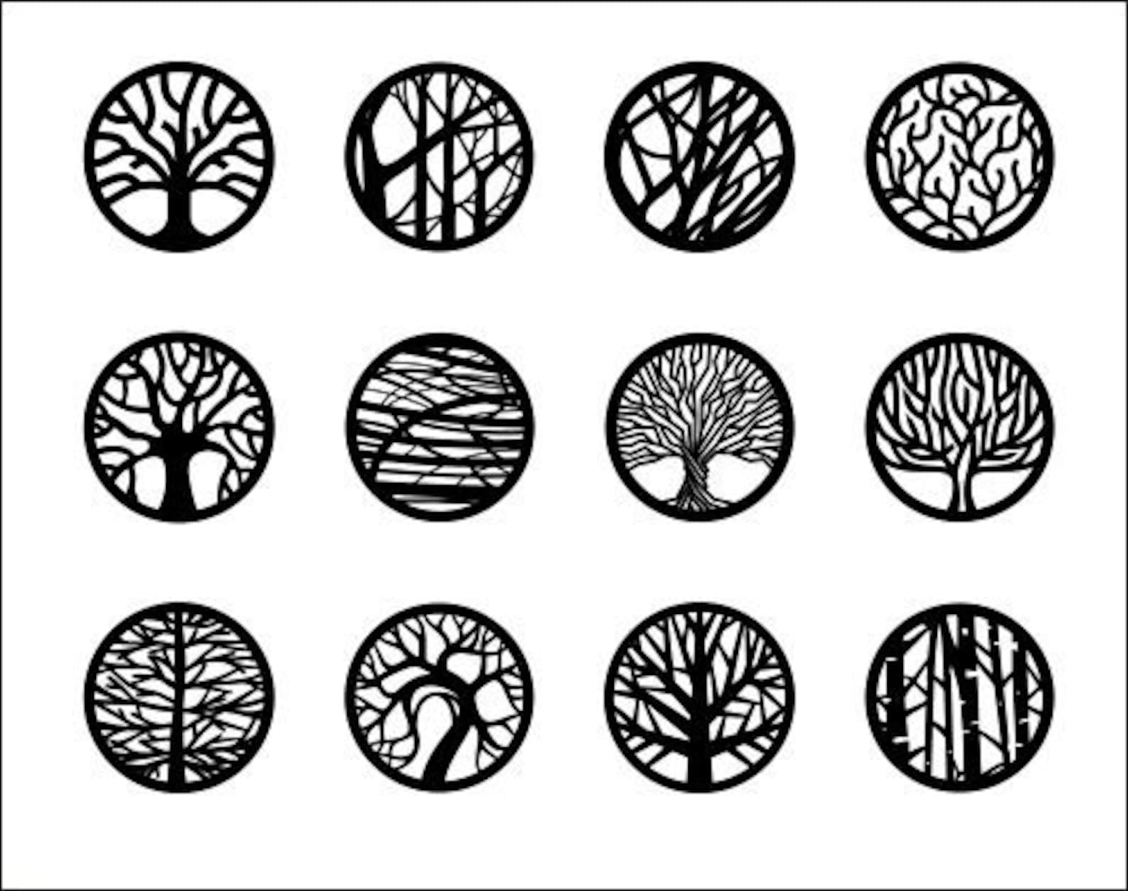 12 Tree Coaster and Trivet Design Cut Files Wall Decor Wall - Etsy