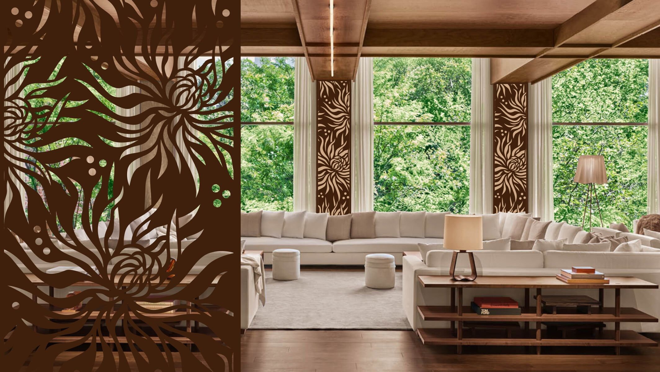 Floral Room Divider Decorative Panel Wall Hanging Privacy | Etsy