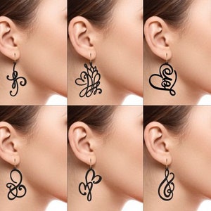 50 VALENTINE CALLIGRAPHY EARRING Leather / Wood / Acrylic Earring ...