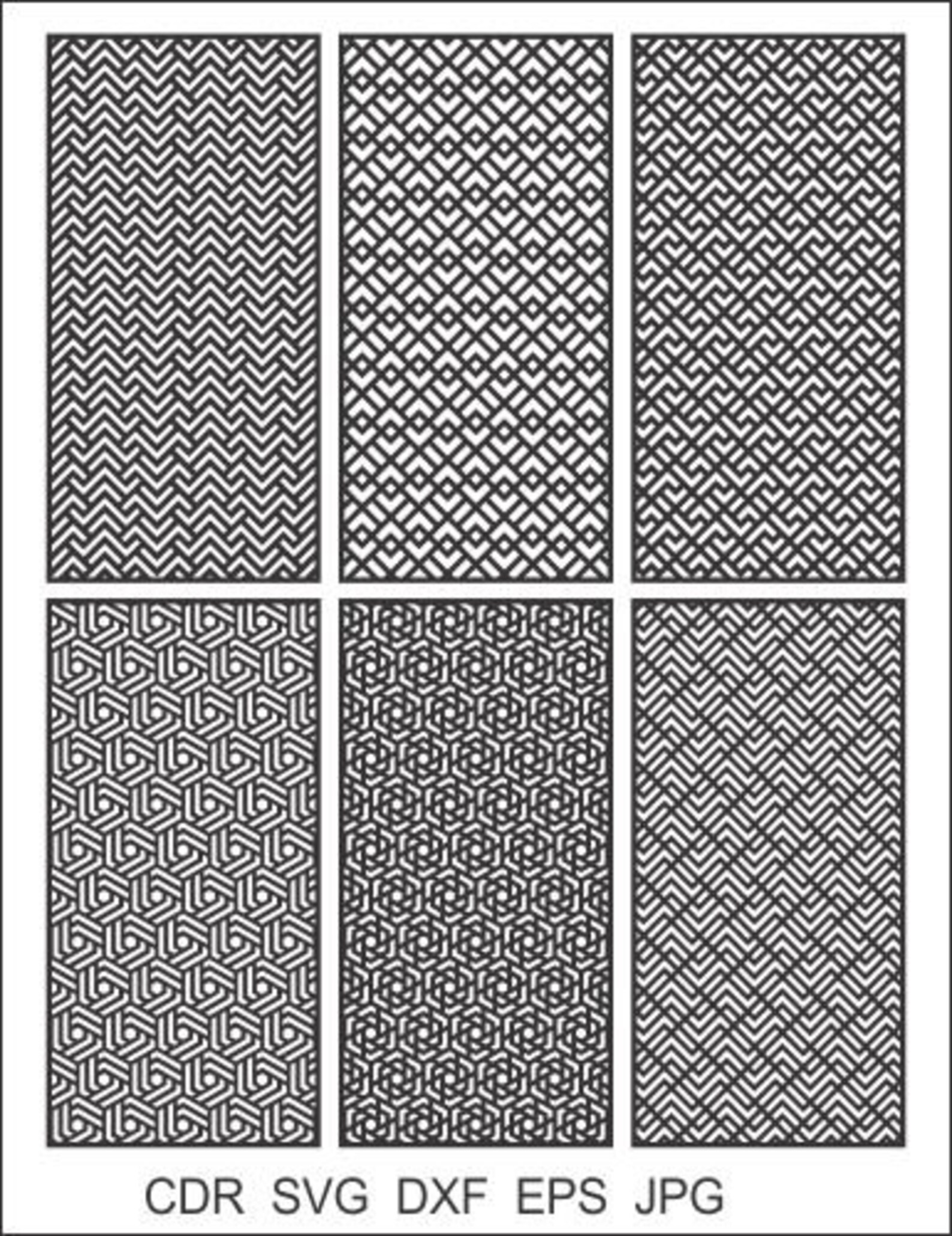 6 Geometric Pattern Set 1 Decorative Panel Privacy Screen | Etsy