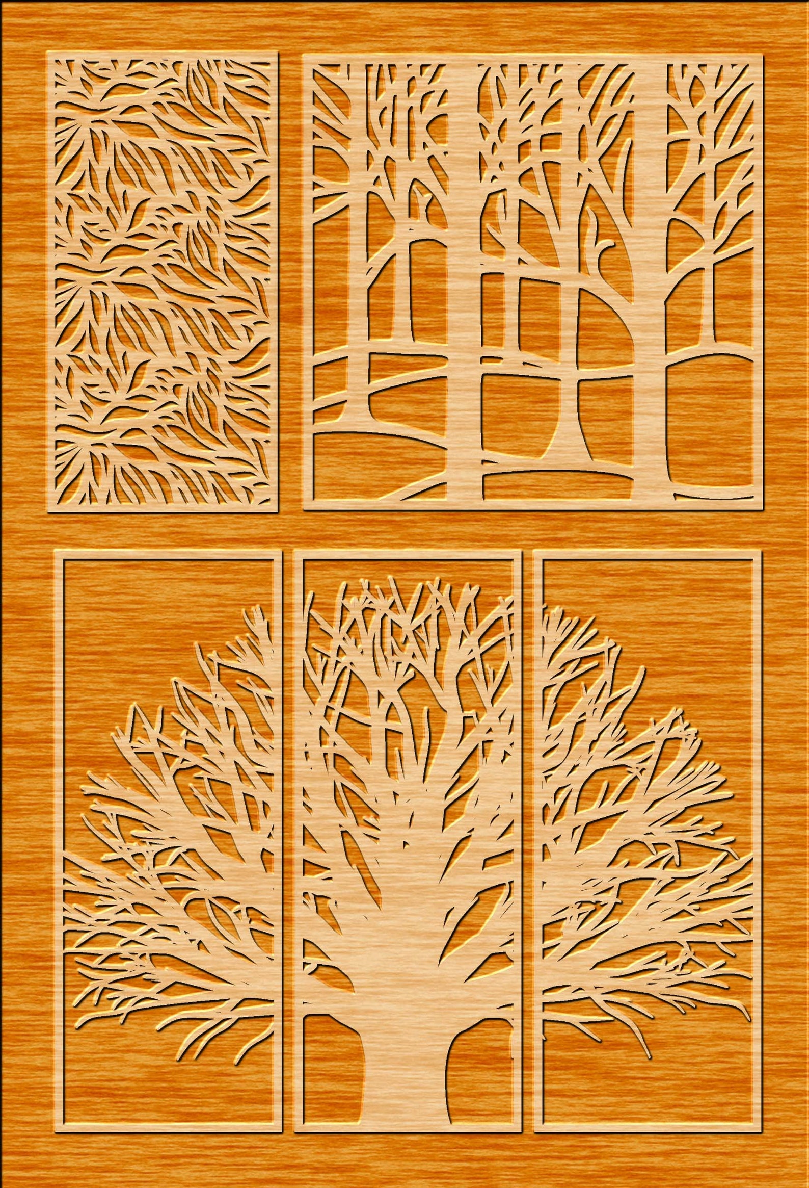 23 Tree Panels Wall Panels Room Decor Tree Patterns Laser | Etsy