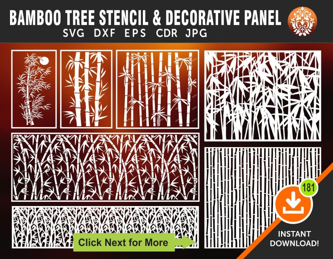 Bamboo Tree Panels, Wall Panel Stencil, Room Decor, Tree Patterns ...