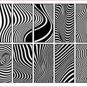 10 Abstract Line Pattern, Wave, Panels, Stencil, Wall Hanging, Room ...
